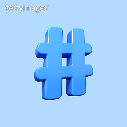 Blue hash symbol 3D hashtag sign Octothorp icon for SEO promotion 3d ...