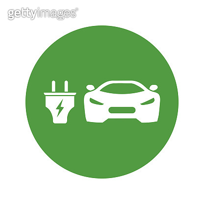 Eco electrocar icon Zero emission vehicle Battery charging station sign ...