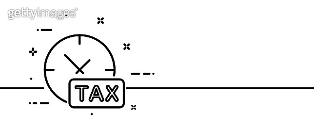 Time to pay taxes line icon. Clock, tax sign, protection, fee, taxpayer ...