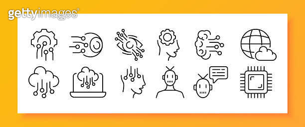 Processor set icon. Electronics, cyberpunk, tincture, neural network ...