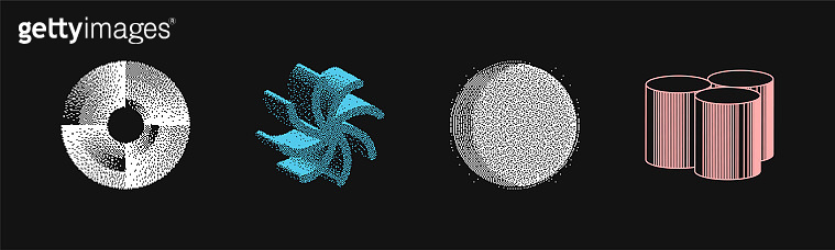 Universal Trendy Geometric Shapes Set With Vector Bitmap Dithering ...