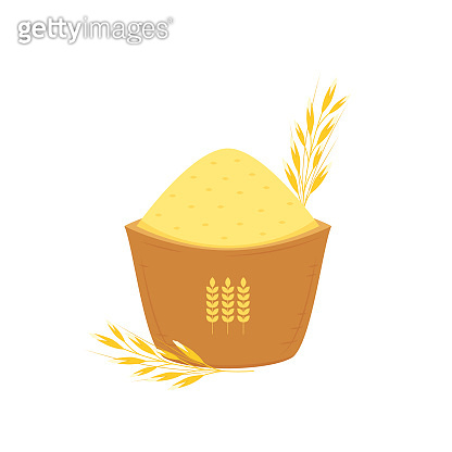 Rice sack cartoon vector. Rice bag. symbol. Paddy vector. Rice basket ...