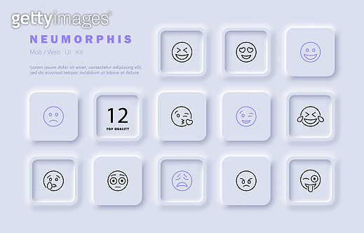 Emoticons set icon. Laugh, love, cry, tears, sad, wink, kiss, heart ...