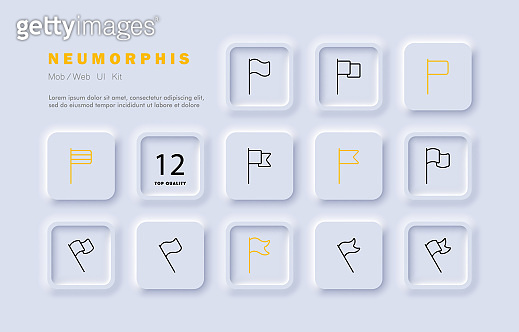 Flag set icon. white flag waving, checkbox, pennant, bannerette, colors ...