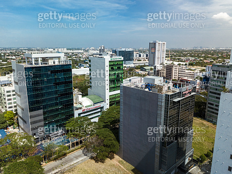 Alabang, Muntinlupa, Philippines - Aerial of mid-rise office buildings ...