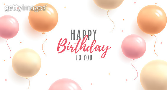 Happy birthday poster or greeting card, vector illustration with round ...