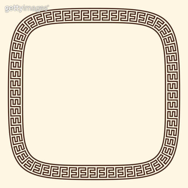 Greek key pattern, rounded square frame. Decorative ancient meander ...