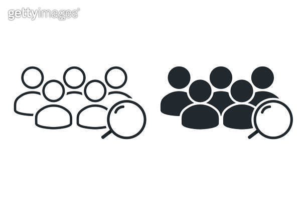 Employee search. Human resource symbol. Magnifying glass looking for ...