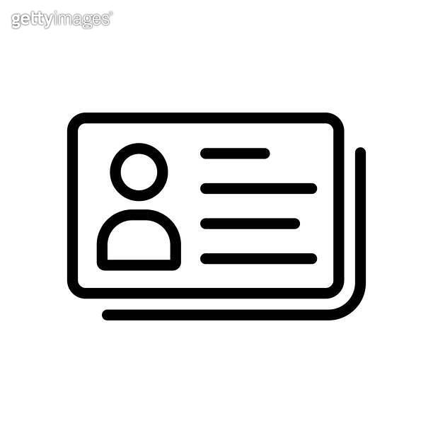 ID Card icon. Driver's license symbol. Identity symbol. Id card outline ...