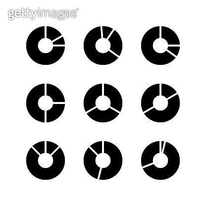 Pie chart icons set. Percentage, share or statistics symbol. Circle ...