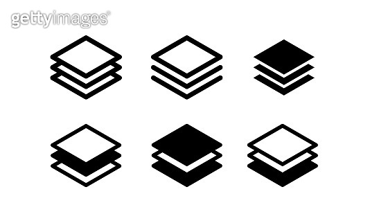 Layers icons collection. Icon of multiple layers in a composition ...
