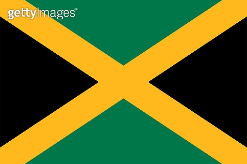 Flag of Jamaica. Jamaican flag, gold oblique cross with black ...