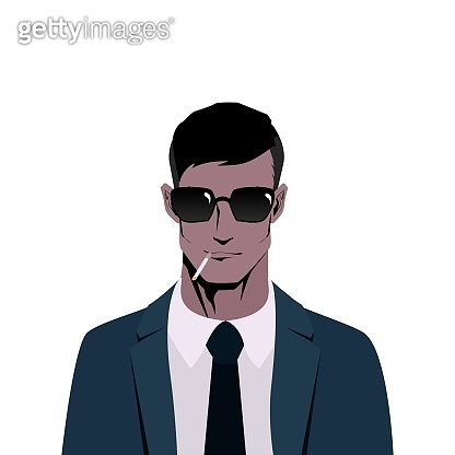 Secret agent, spy, security guard, policeman wearing sunglasses and ...