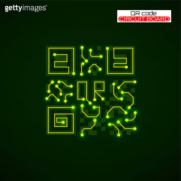 Qr code with Circuit board logo. Technology code, barcode ...