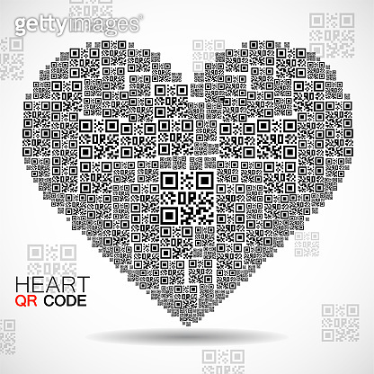 QR code heart. Silhouette heart with Qr code. Technology concept ...