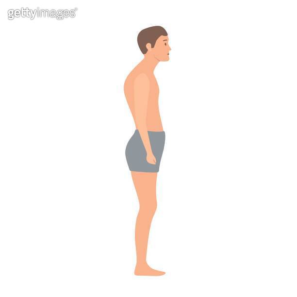 Crooked man with bad posture in side view 이미지 (1441411338) - 게티이미지뱅크