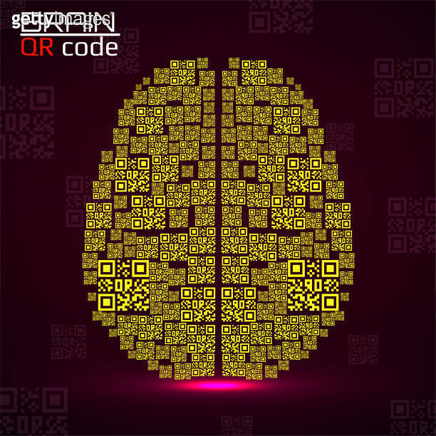 QR code brain. Silhouette human brain with qr code. Technology concept ...