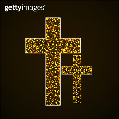Abstract cross of glowing particles, christian symbol, abstract sign ...