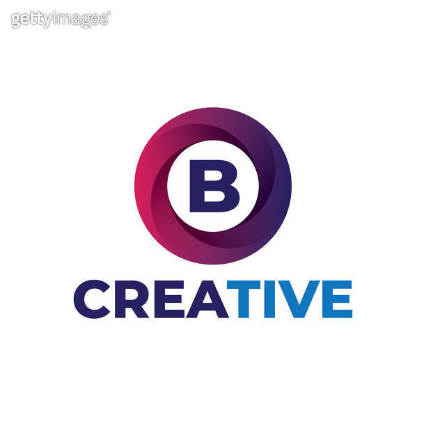 Letter B symbol design template on circular, gradient circle ...