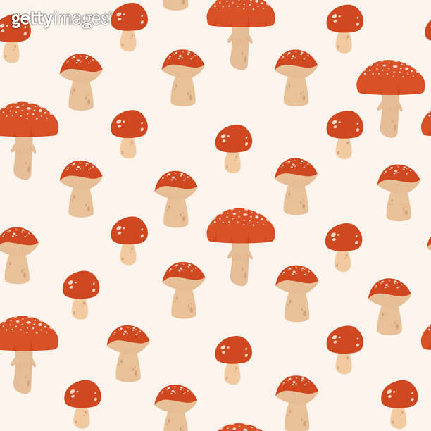 Mushroom pattern. Mushroom vector seamless pattern. Cartoon mushroom ...