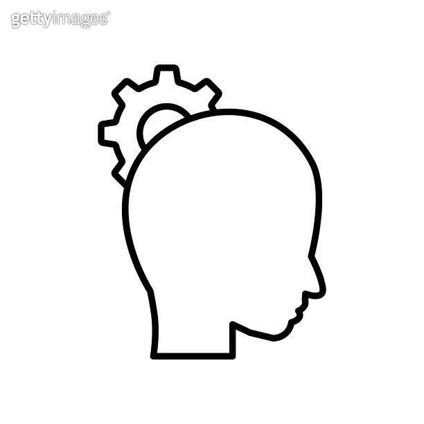 Head with setting line icon. management symbol, business. simple design ...
