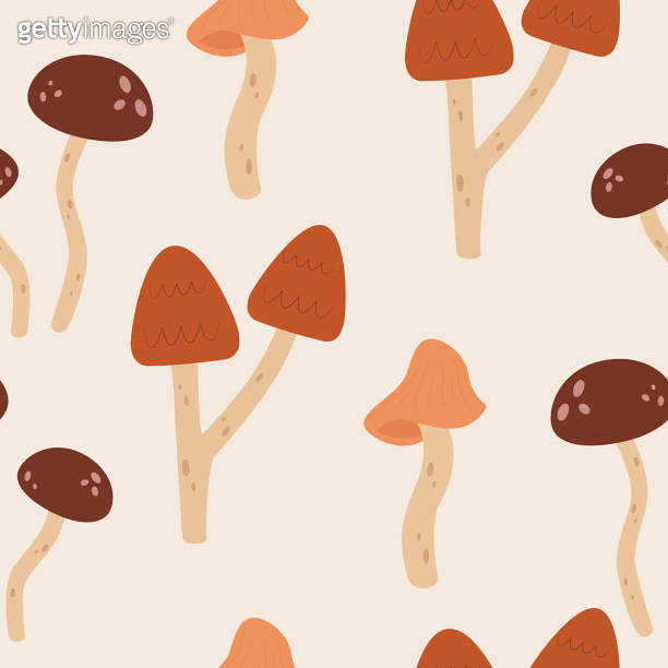Mushroom pattern. Mushroom vector seamless pattern. Cartoon mushroom ...