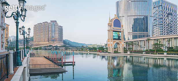 Skyline and street view of modern urban buildings in Macao Special ...