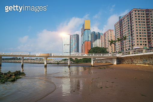 The skyline and port scenery of modern urban architecture in Macao ...