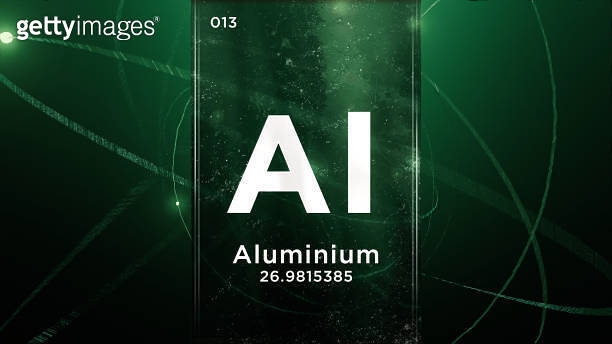 Aluminium (Al) symbol chemical element of the periodic table, 3D ...