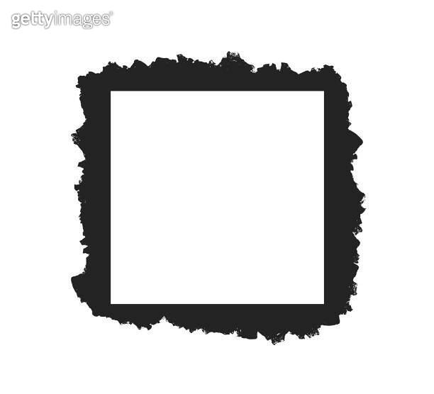 Grunge stencil square frame with brush painted frame. Template with ...