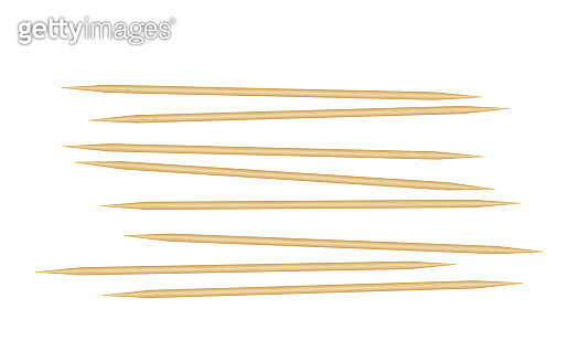 Wooden toothpick. Sharp bamboo sticks for teeth. Wood skewer with ...