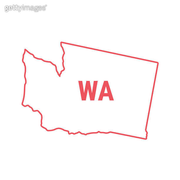 Washington US state map red outline border. Vector illustration. Two ...