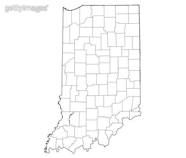 Indiana - outline map with counties 이미지 (1369376150) - 게티이미지뱅크