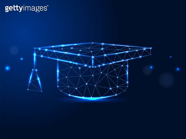Abstract Graduation cap form lines and triangles, point connecting ...