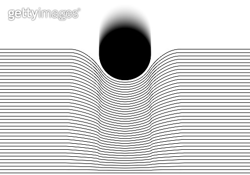 Abstract art line design. Mass gravity concept. Down move circle with ...