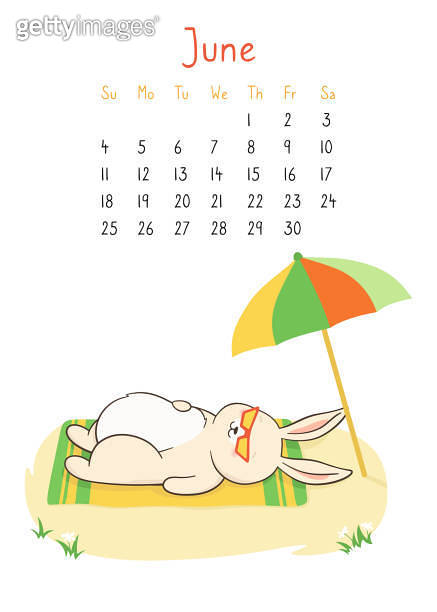 Calendar 2023 with rabbit calendar page june planner organizer bunny ...