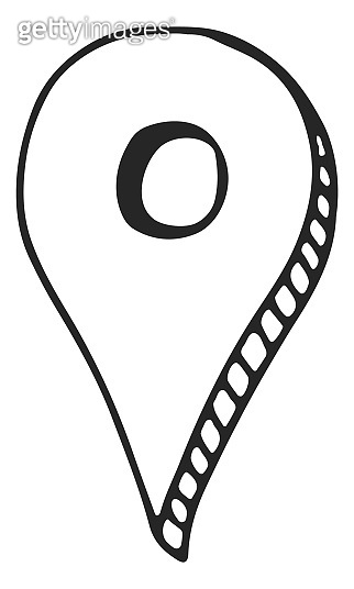 Geo pin doodle. Black pen sketch of map marker (1403424151) 일러스트, 무료 ...