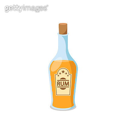 Rum Glass Bottle, Alcohol Drink Isolated on White Background ...