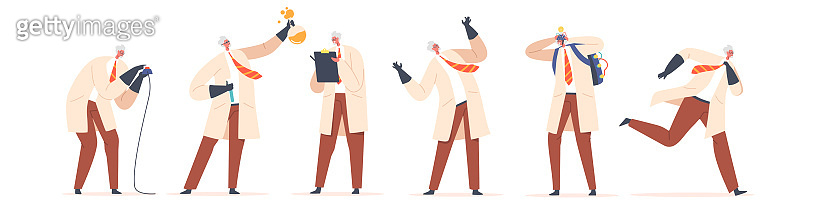 Set of Crazy Professor Wear Lab Coat and Rubber Gloves. Nuts Doctor ...