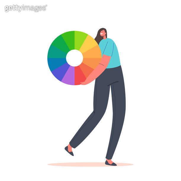 Professional Designer Female Character Carry Color Palette for Choosing ...