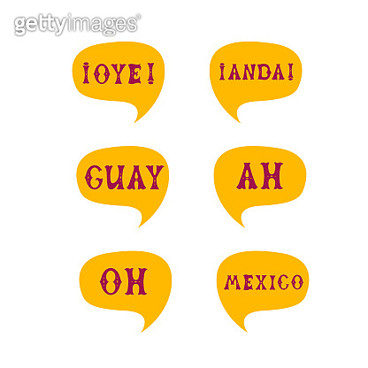 Comics speech bubble set with Spanish words made of letters in mexican ...
