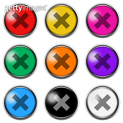 Multiply sign button icon set with clipping path 3d illustration ...