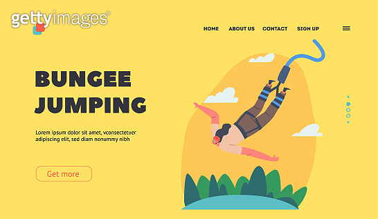 Extreme Sports Bungee Jumping Landing Page Template. Brave Female ...