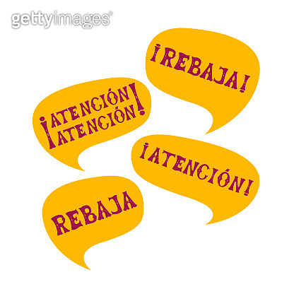Speech bubble set with words made of letters in mexican style ...