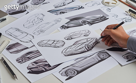 Designer engineer automotive designÂ drawing sketch development ...