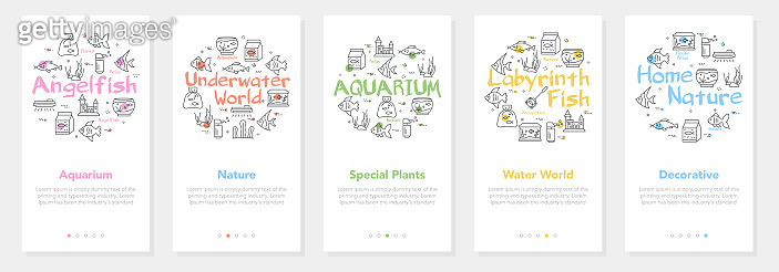 Set of water world vertical banners. Aqua world banner design. Fish and ...