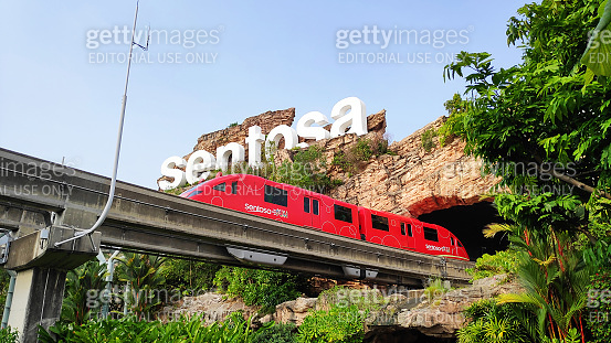 Sentosa Express monorail train connecting Sentosa island to ...