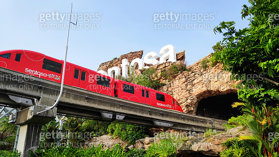 Sentosa Express monorail train connecting Sentosa island to ...