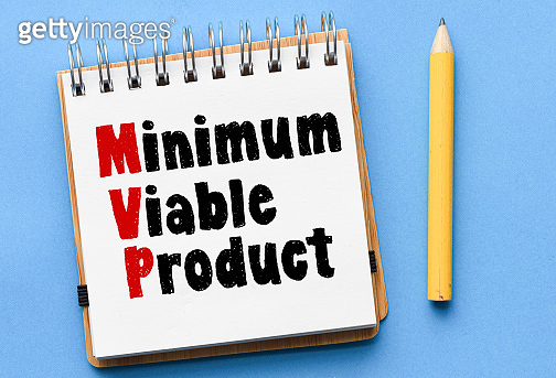 MVP, minimum viable product symbol. Words written in the office ...