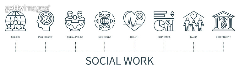 Social work vector infographic in minimal outline style (1433584153 ...